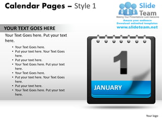 Calendar pages style 1 powerpoint presentation slides ppt templates ...