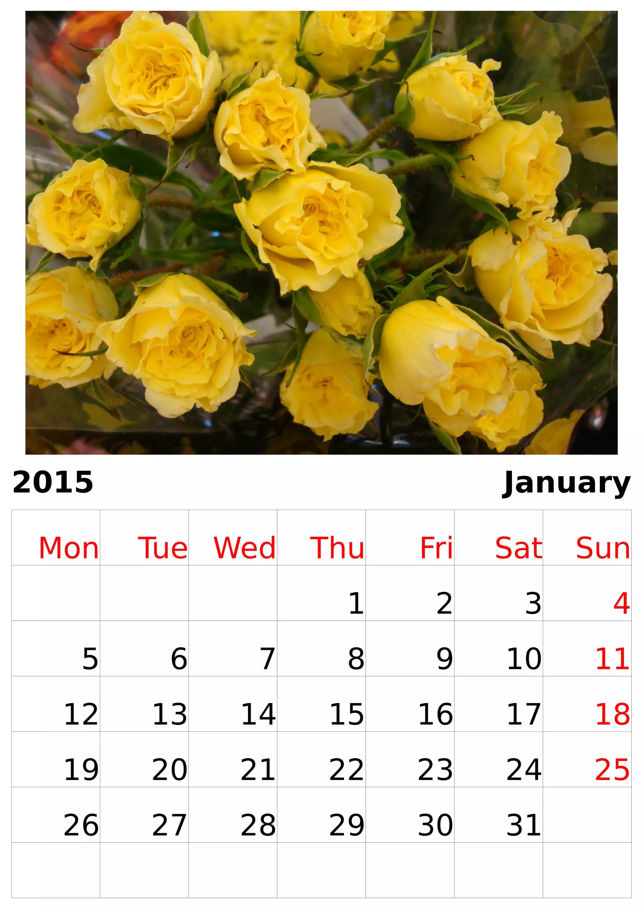 Roses Calendar 2015 | PDF