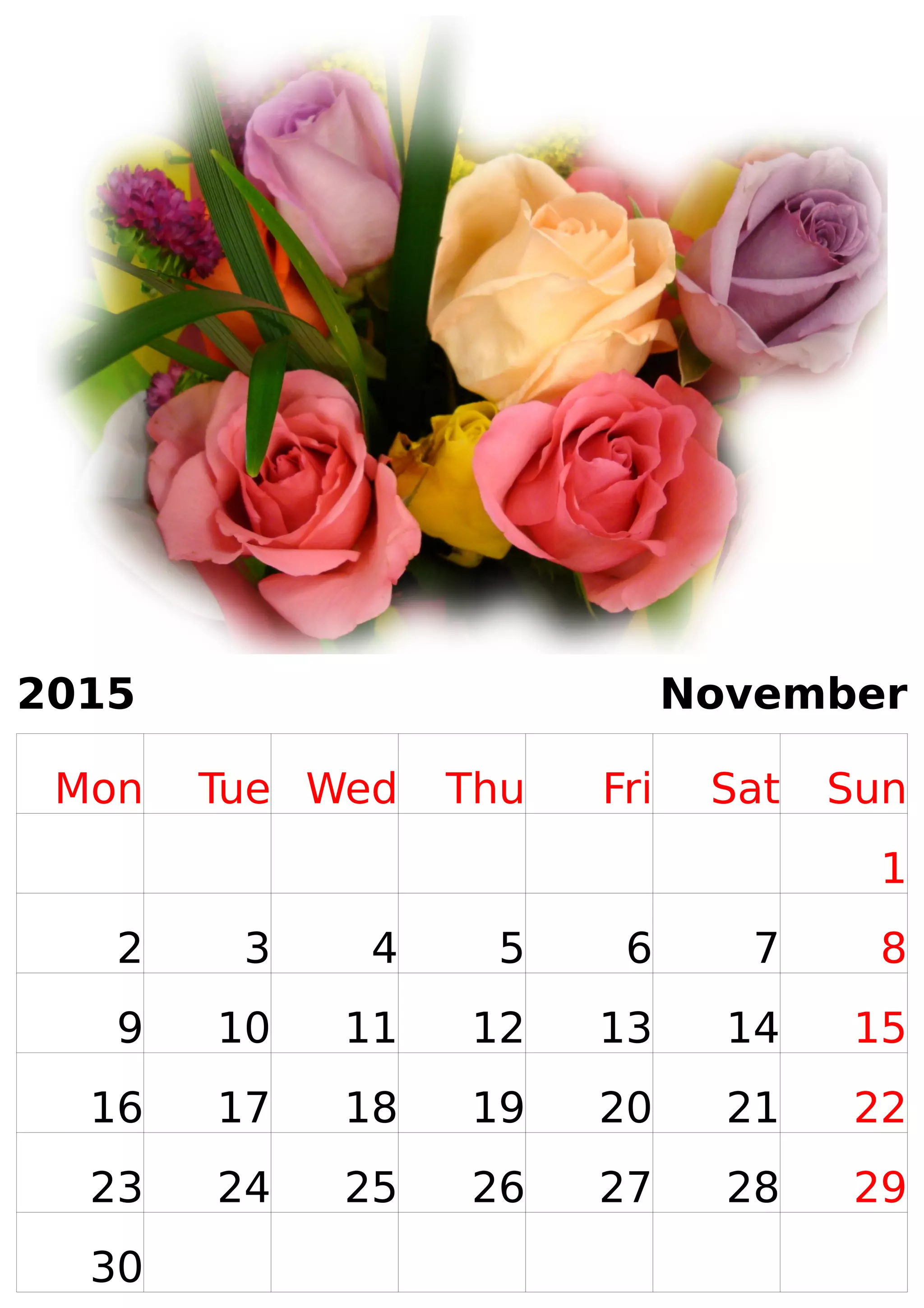 Roses Calendar 2015 | PDF