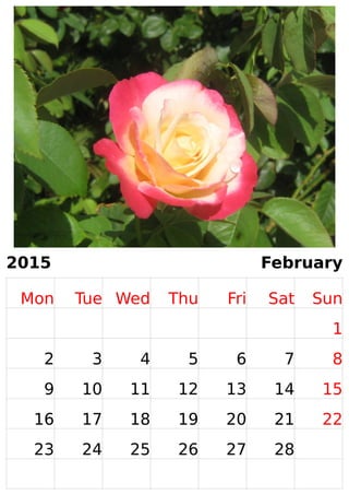 Roses Calendar 2015 | PDF