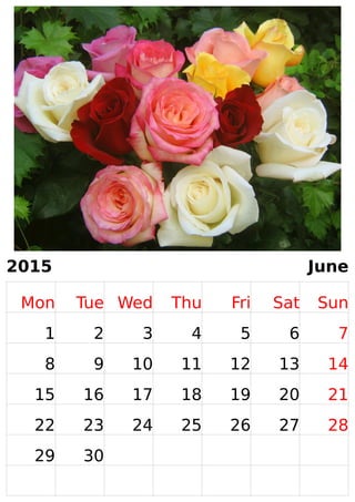 Roses Calendar 2015 | PDF
