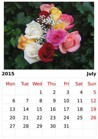 Roses Calendar 2015 | PDF