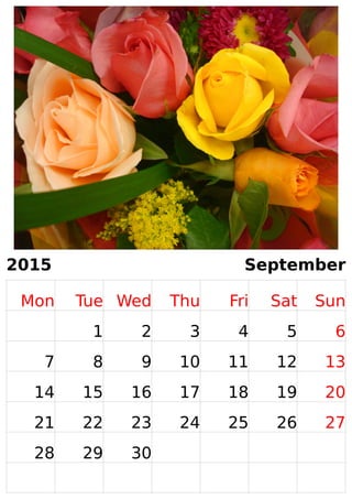 Roses Calendar 2015 | PDF