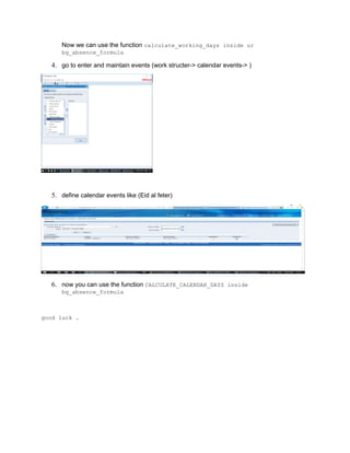 Calendar working days and holidays for Oracle EBS R12 Absence ...