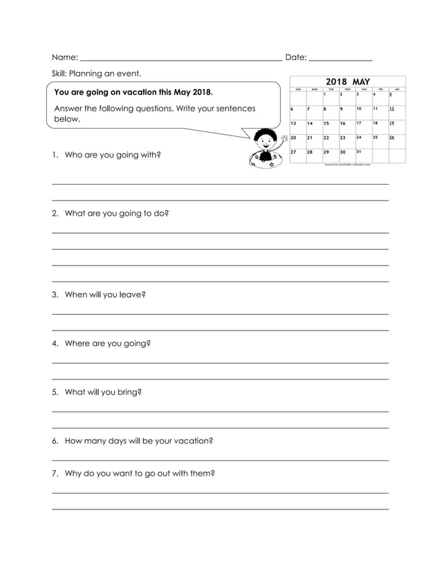 Calendar worksheets | PDF