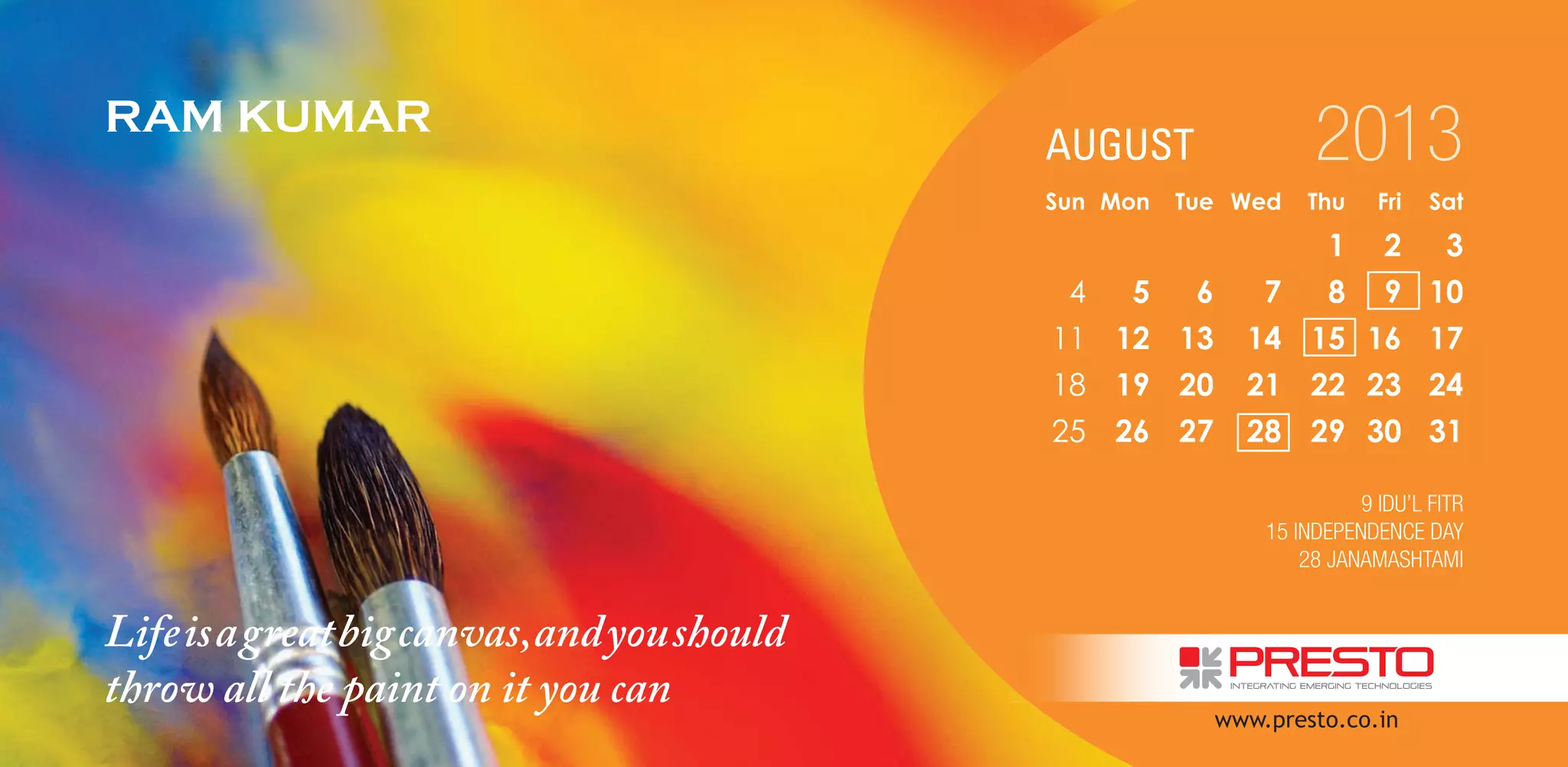 Table Calender design sample 5 | PPT