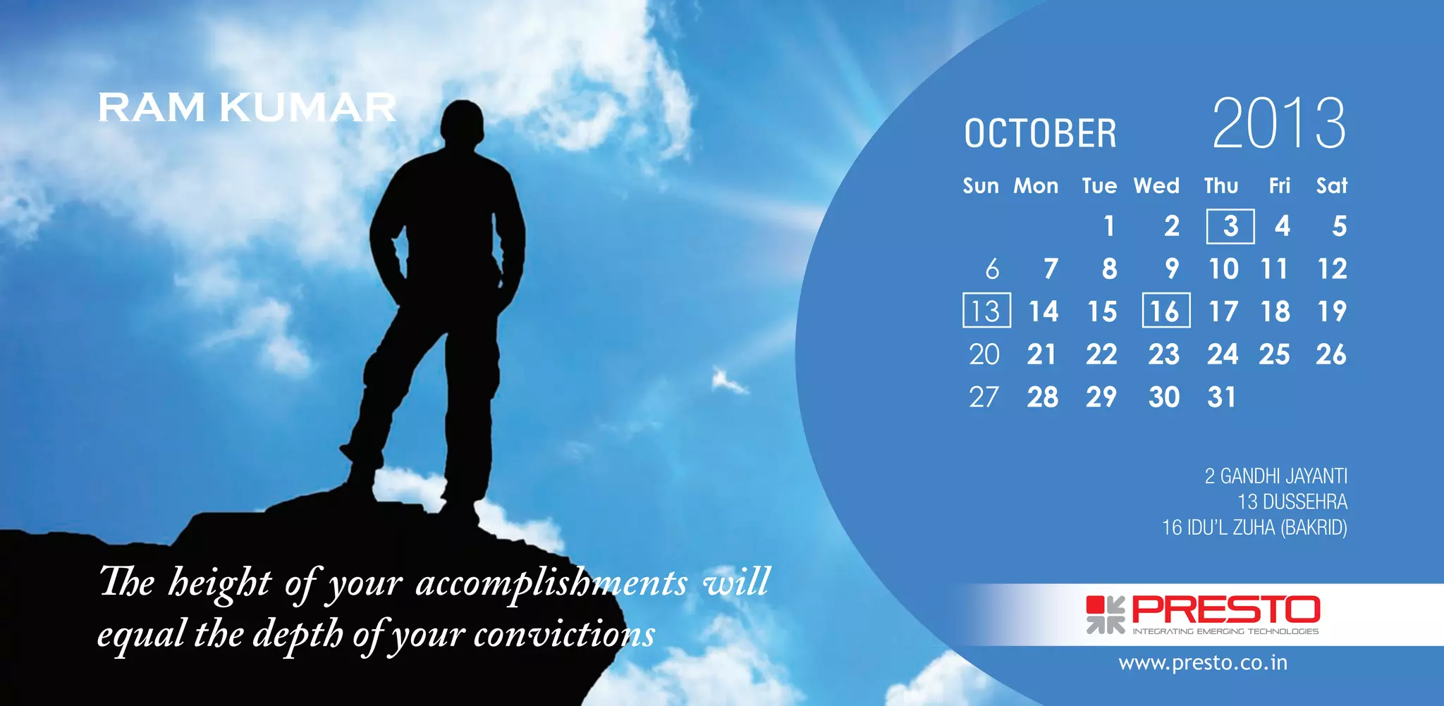 Table Calender design sample 5 | PPT