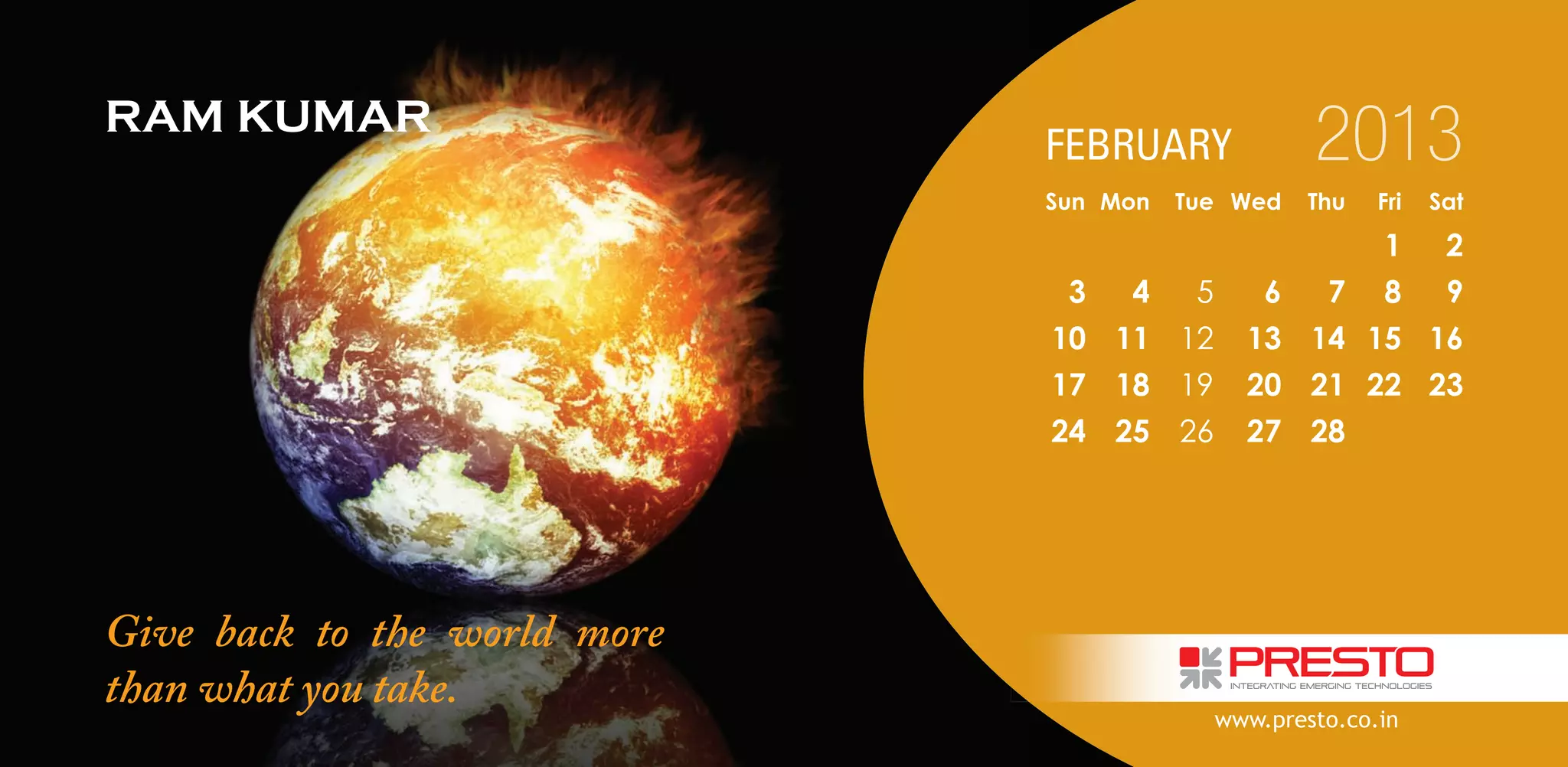 Table Calender design sample 5 | PPT