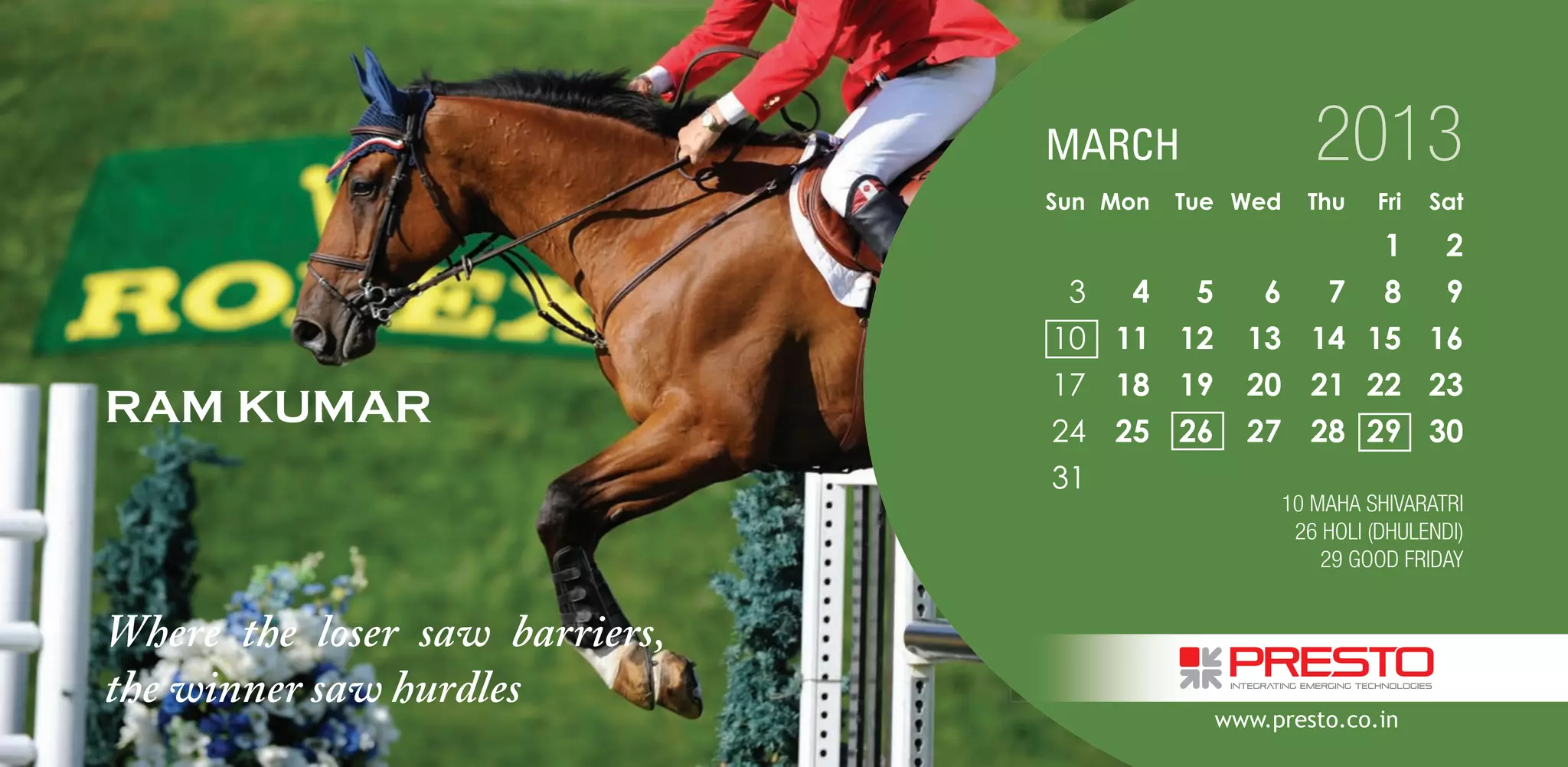 Table Calender design sample 5 | PPT