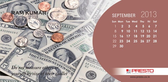 Table Calender design sample 5 | PPT