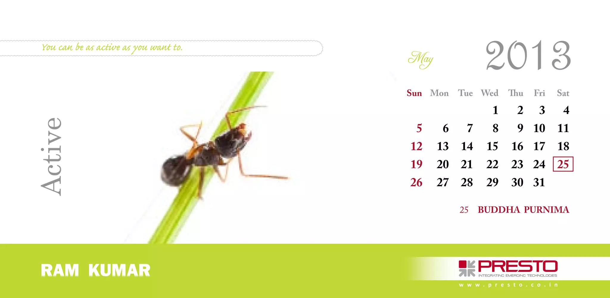 Table Calender design sample 4 | PPT