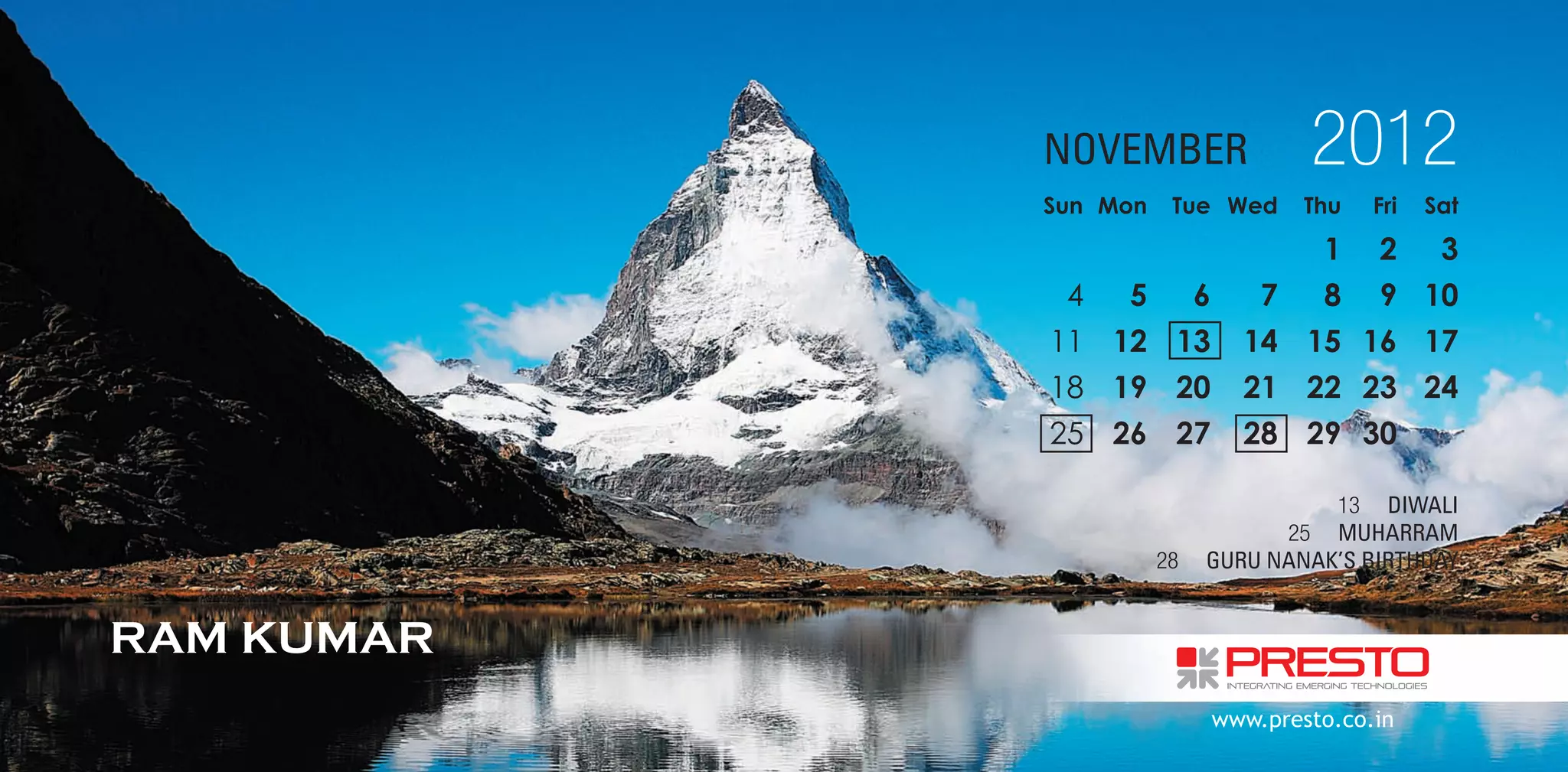 Table Calender design sample 2 | PPT