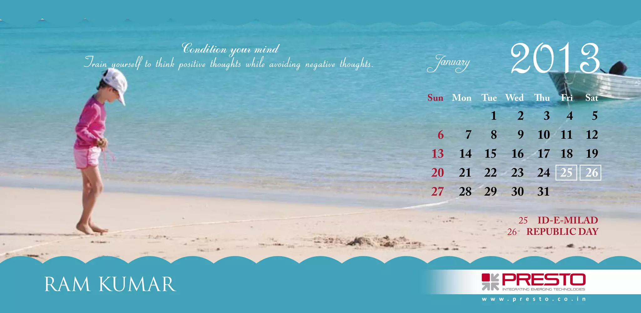 Table Calender design sample 3 | PPT