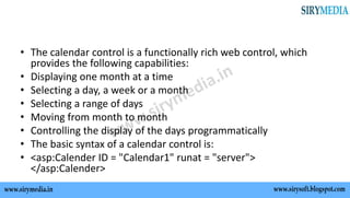 Calender in asp.net