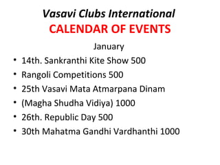 Calender of events | PPT