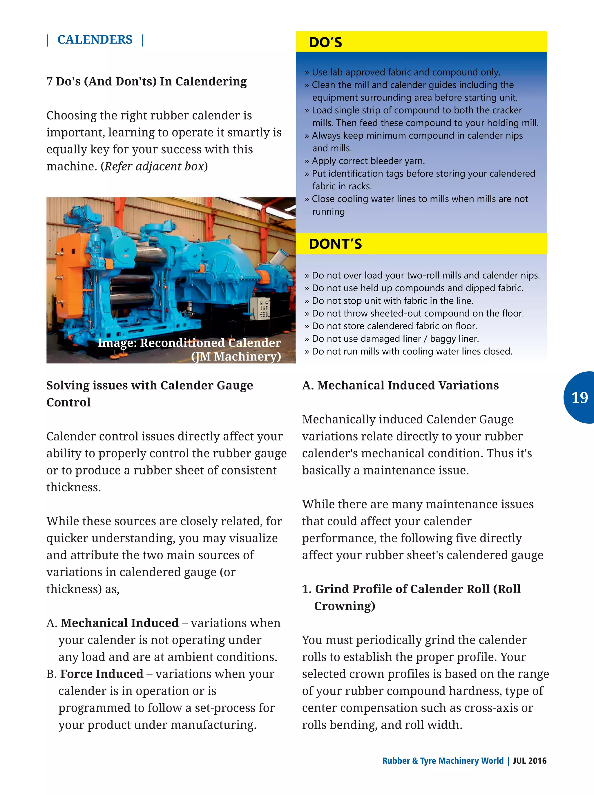 The Art of Owning & Operating Rubber Calenders | PDF