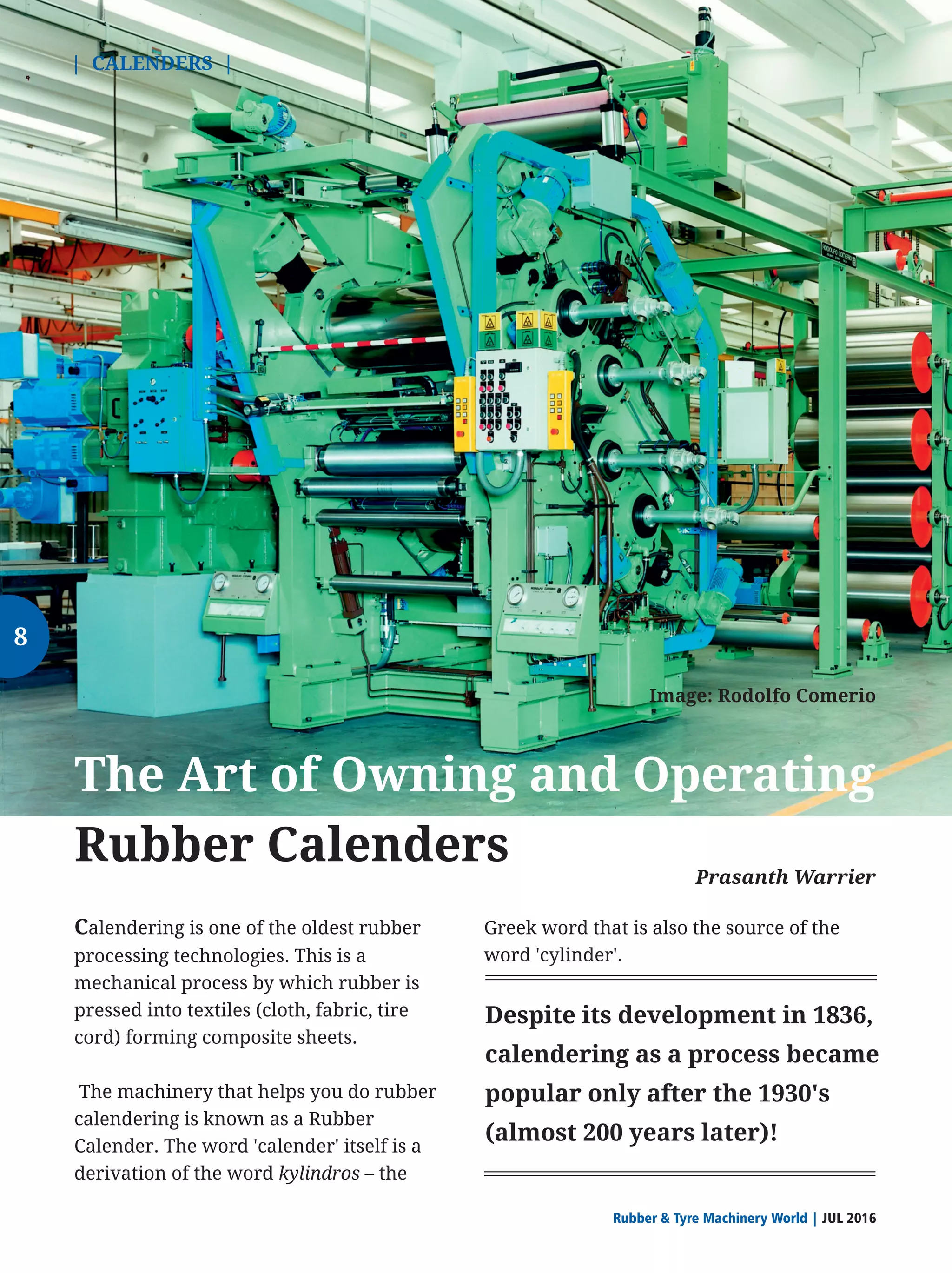 The Art of Owning & Operating Rubber Calenders | PDF