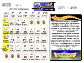 Calendário Judaico - Elul 5771 | PPS