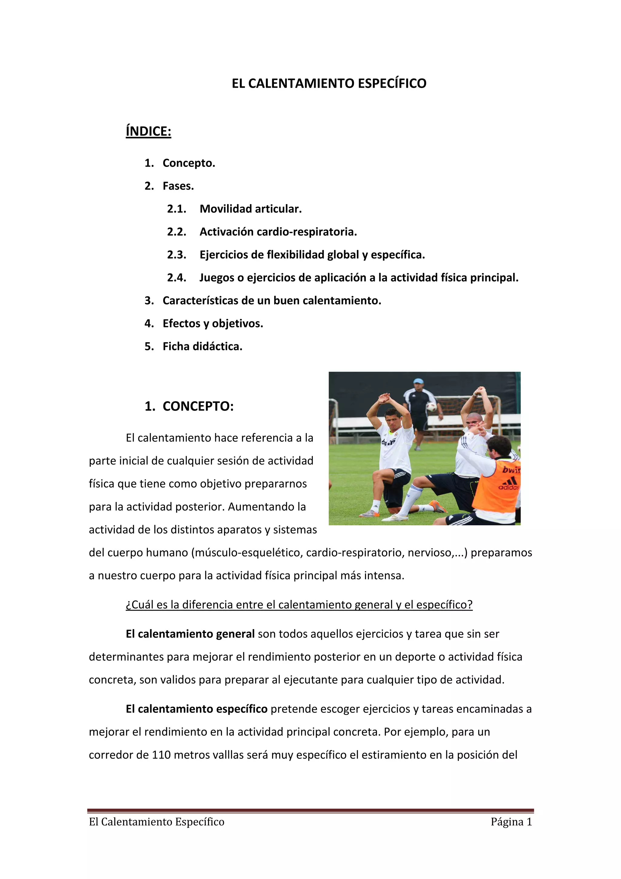 Calentamiento específico-fichas | PDF