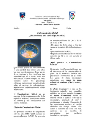 Calentamiento global guia | DOC