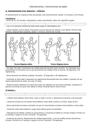 Calentamiento y estiramiento padel final tabla | DOC