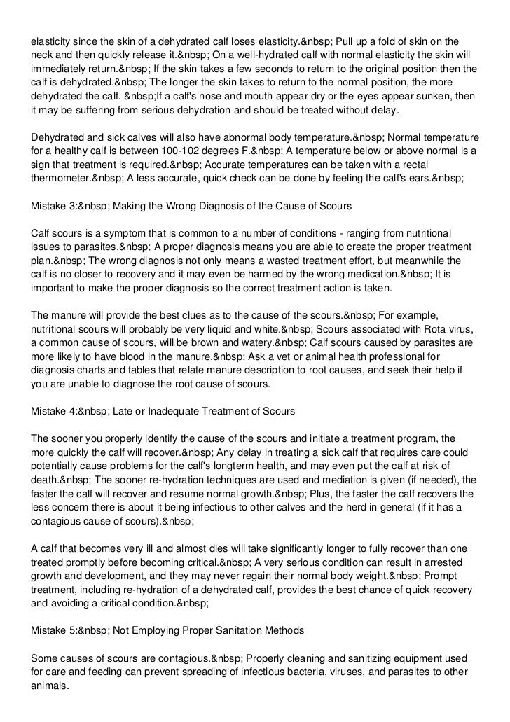 Calf Scours, treatment and prevention