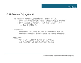 CALGreen: A Primer on California's Green Building Code | PPT