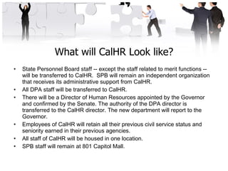 CalHR Reorganization Overview | PPT