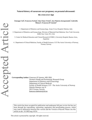 Natural history of caesarean scar pregnancy on prenatal ultrasound the ...