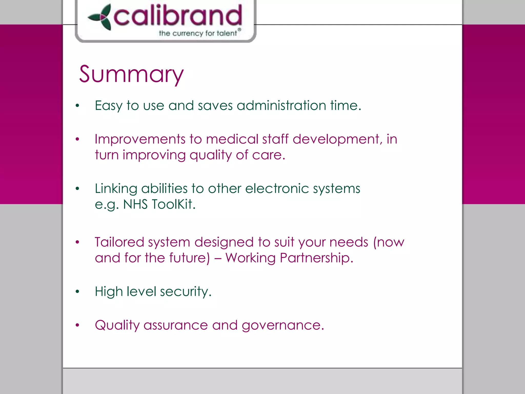 Calibrand Medical e-Portfolio | PPTX