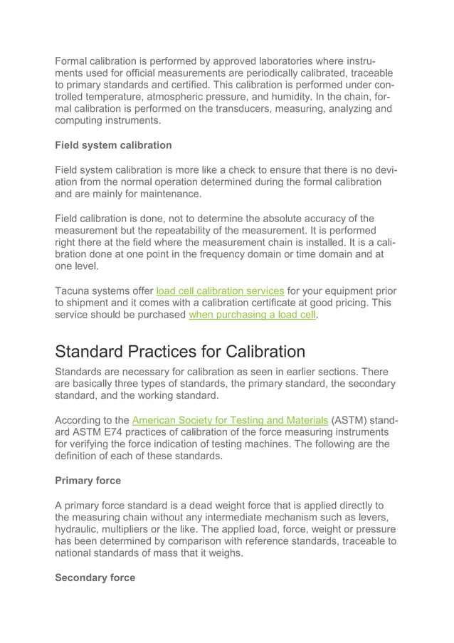 Calibrating the Measuring Chain | PDF