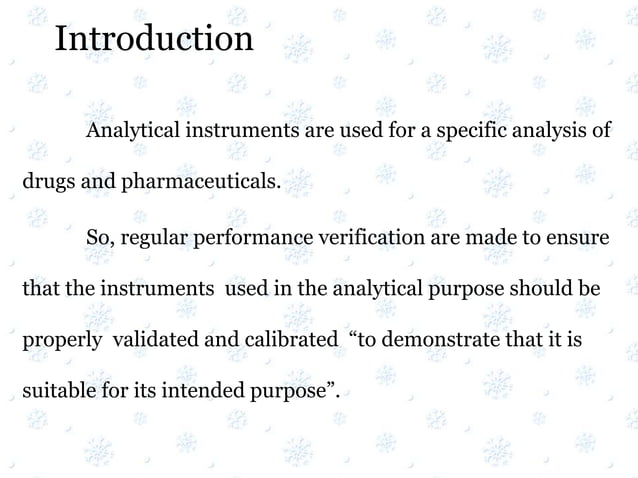 Calibration and validation of analytical instruments | PPTX | Chemistry ...