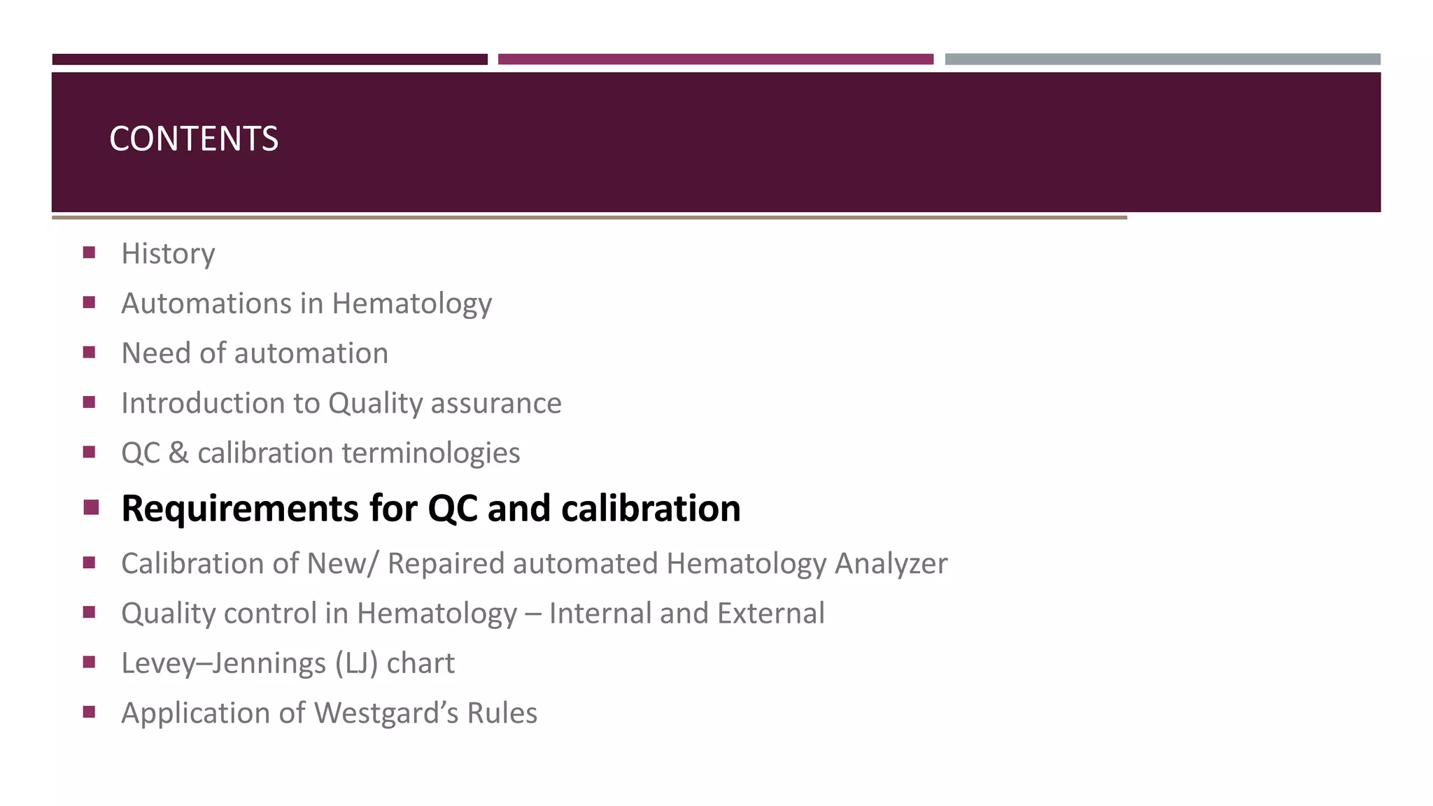 Calibration and Quality controls of automated hematology analyzer | PPTX | Blood Disorders ...