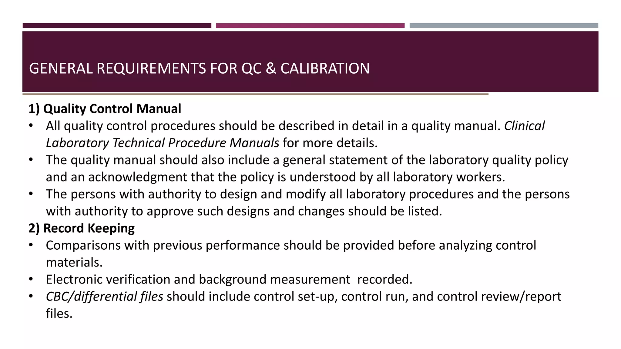 Calibration and Quality controls of automated hematology analyzer ...