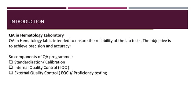Calibration and Quality controls of automated hematology analyzer | PPTX | Blood Disorders ...