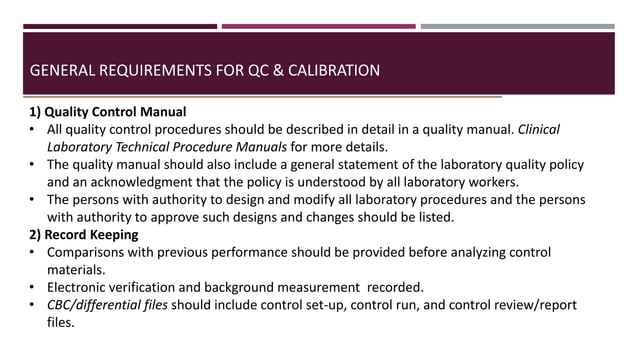 Calibration and Quality controls of automated hematology analyzer | PPTX | Blood Disorders ...