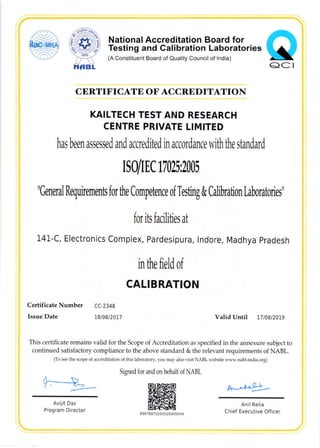 KAILTECH CALIBRATION CERTIFICATE.pdf | Physics | Science