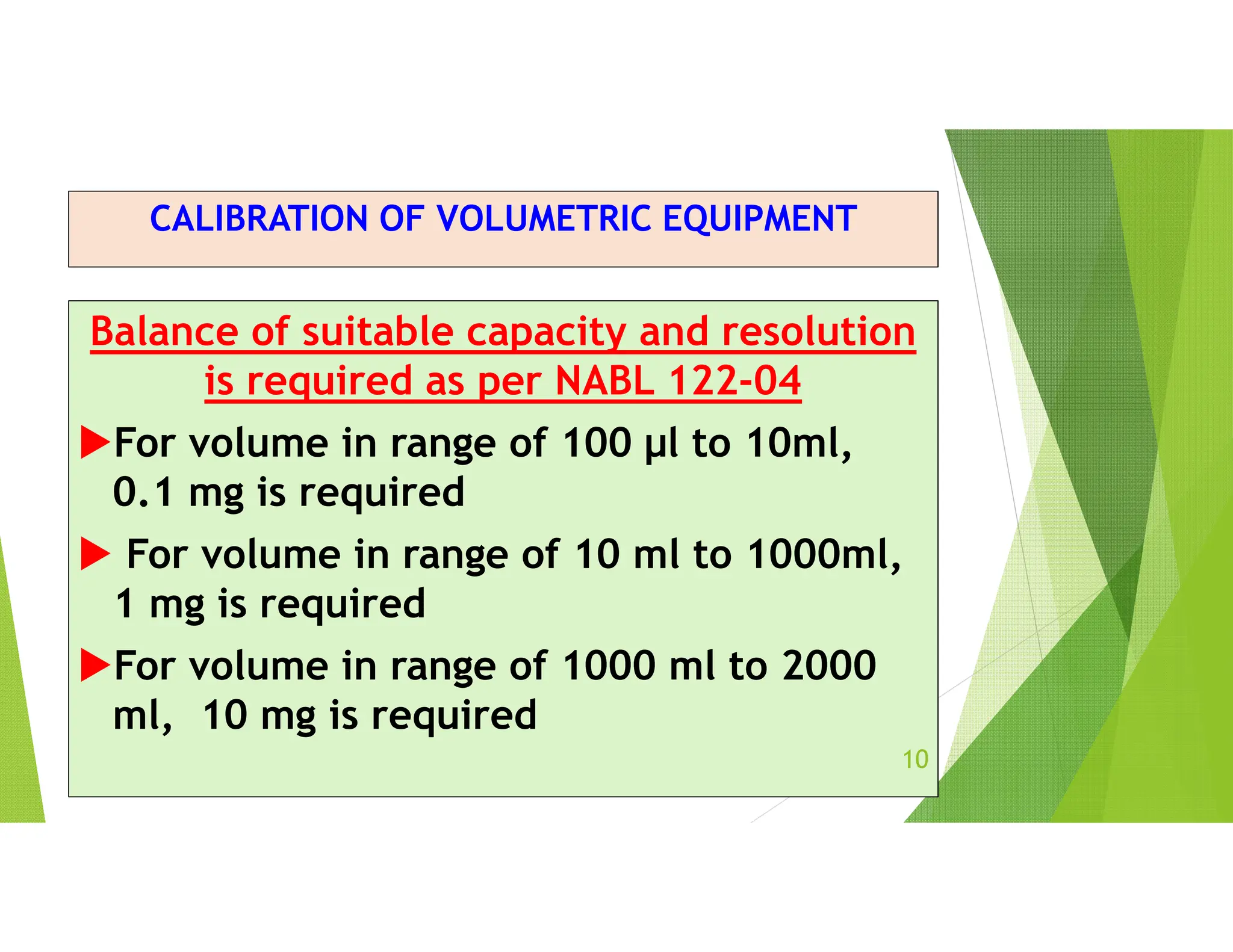Calibration Intermediate Check of Measuring and Voulmetric Equipemnt ...