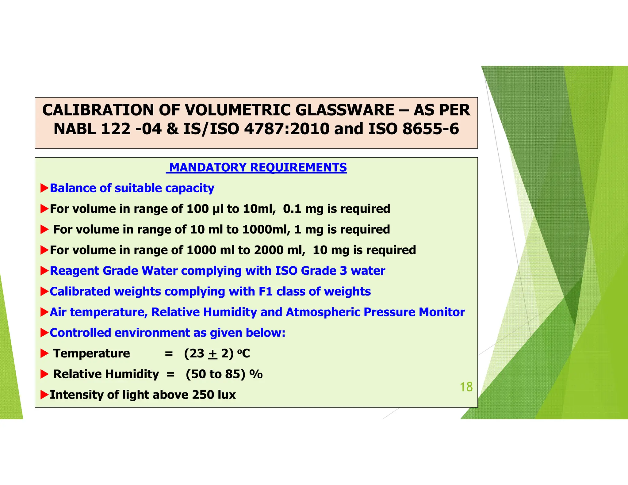 Calibration Intermediate Check of Measuring and Voulmetric Equipemnt ...