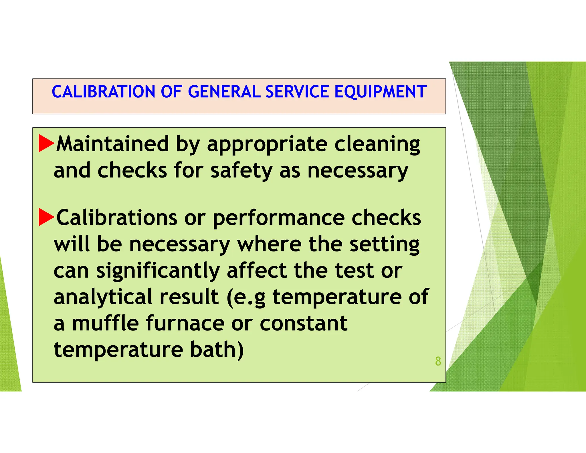 Calibration Intermediate Check of Measuring and Voulmetric Equipemnt ...