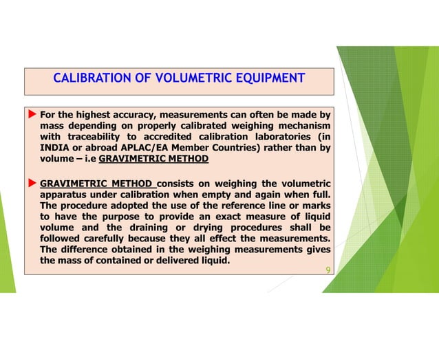 Calibration Intermediate Check of Measuring and Voulmetric Equipemnt ...