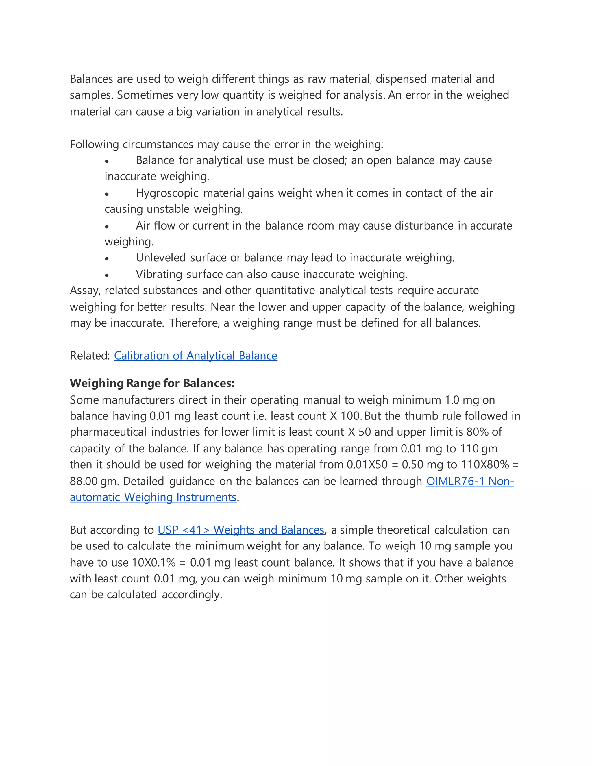 Calibration of analytical balance | DOCX