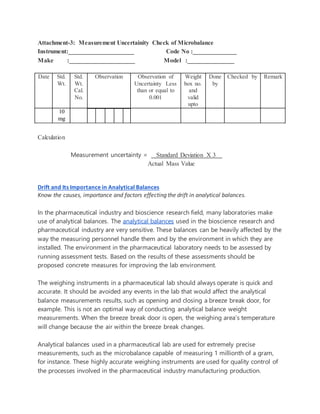 Calibration of analytical balance | DOCX