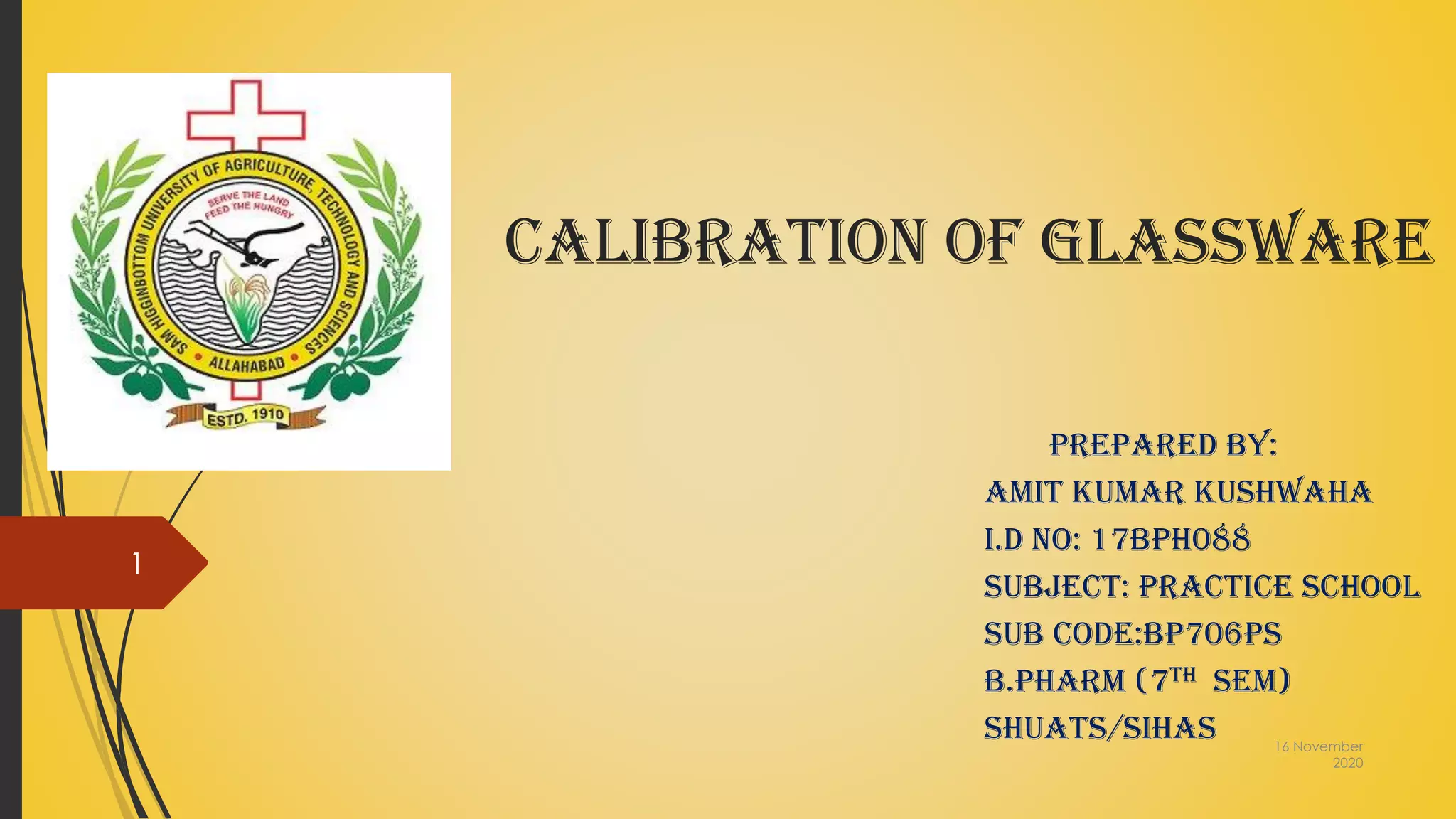Calibration of glassware ppt | PDF