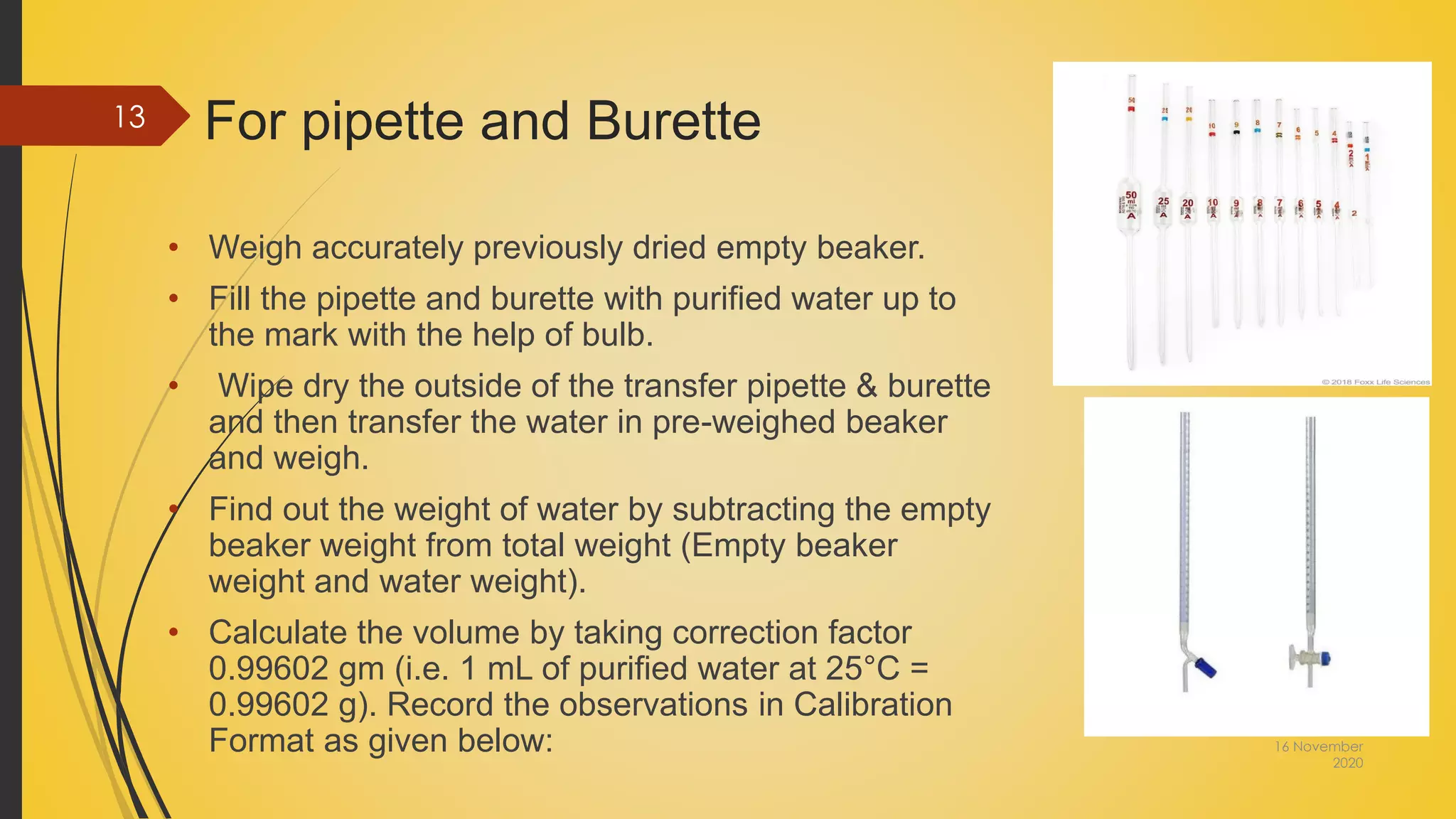Calibration of glassware ppt | PDF