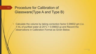 Calibration of glassware ppt | PDF