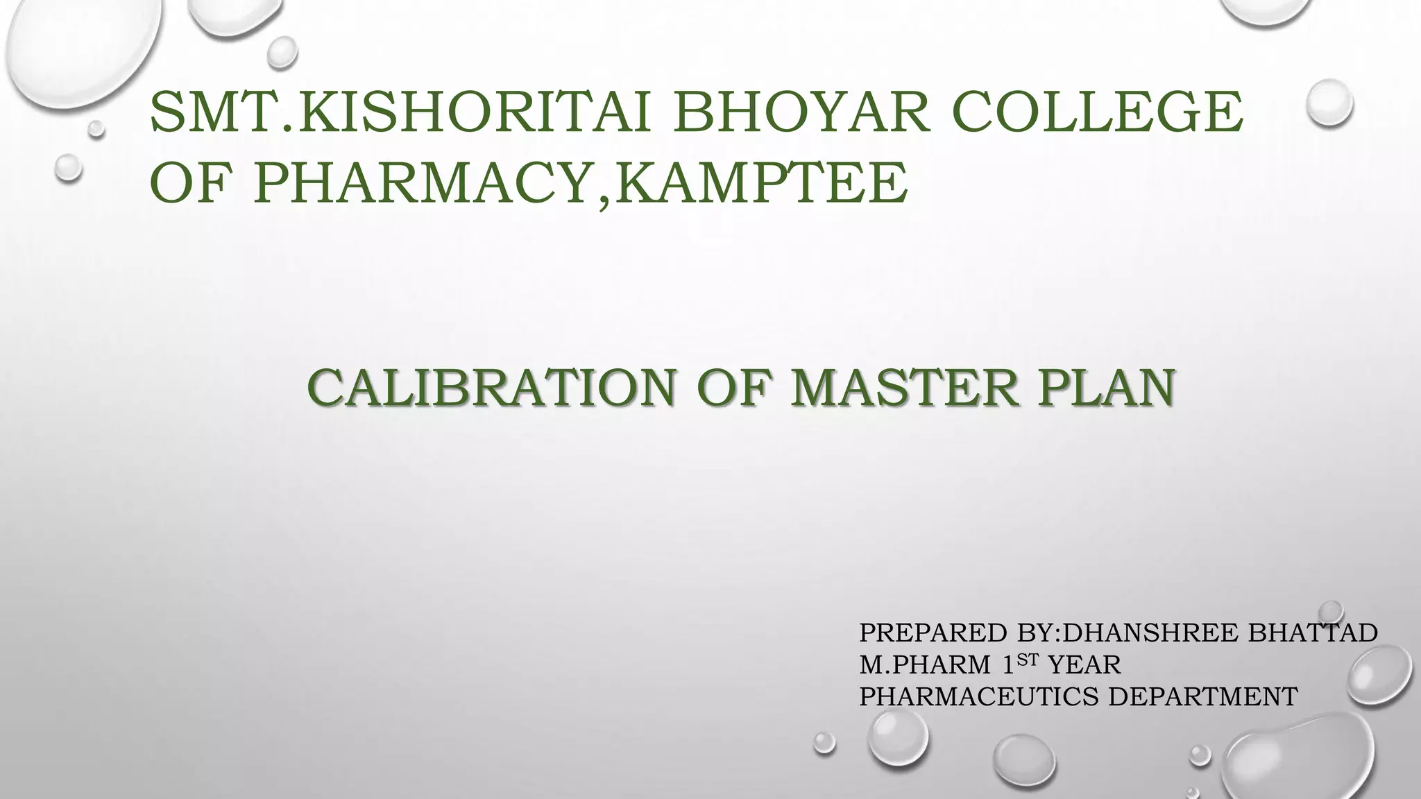 Calibration of master plan | PPTX