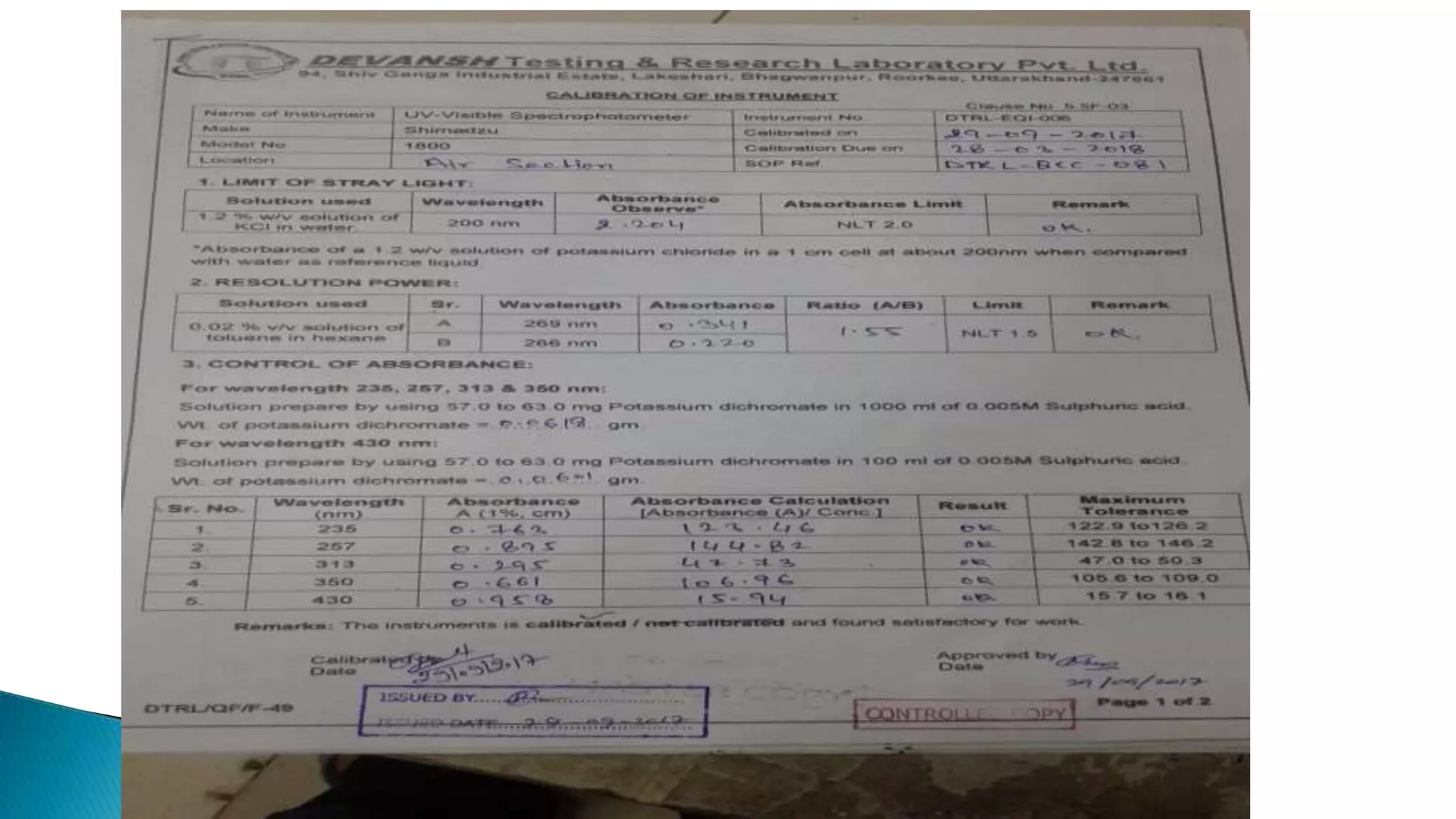 Calibration of uv visible spectrophotometer | PPTX