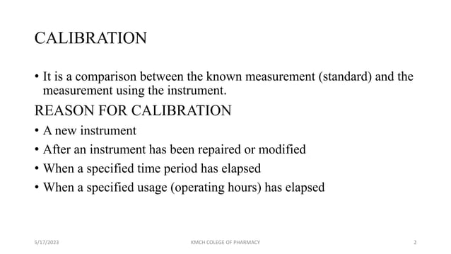 CALIBRATION PROTOCOL AS PER USFDA GUIDELINES.pptx | Pharmaceutical ...