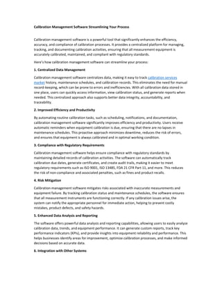 Calibration Management Software Streamlining Your Process | PDF